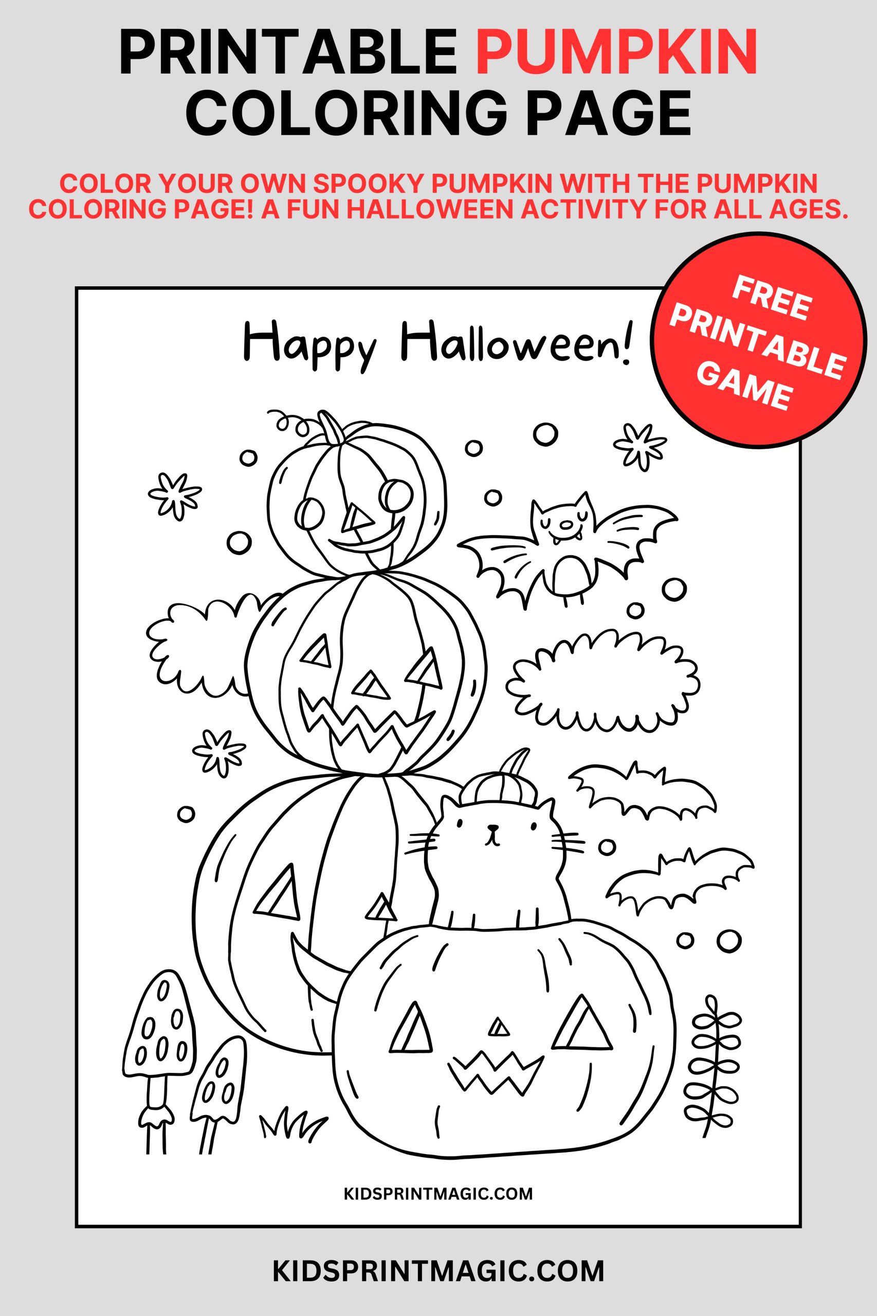 Free Printable Pumpkin Coloring Page – Kids Print Magic