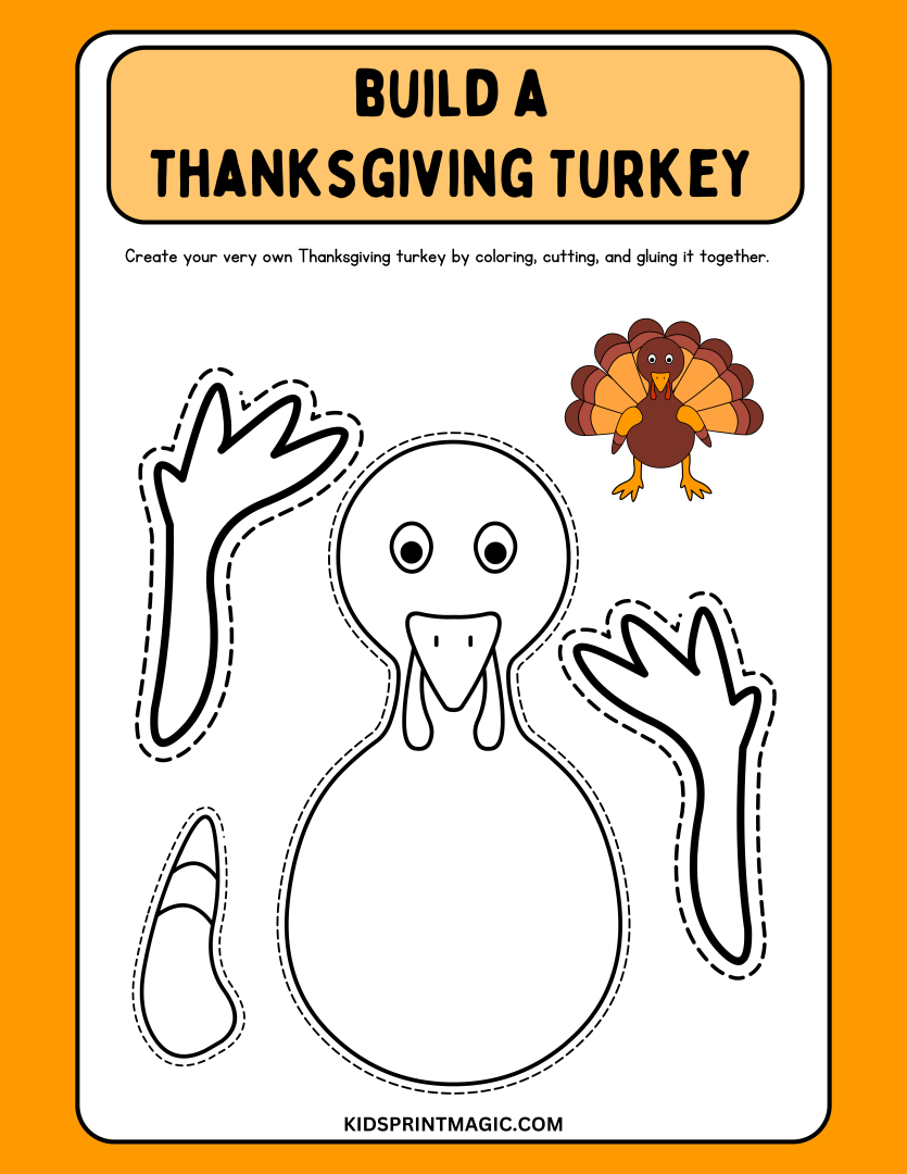 Free Printable Build a Thanksgiving Turkey – Kids Print Magic