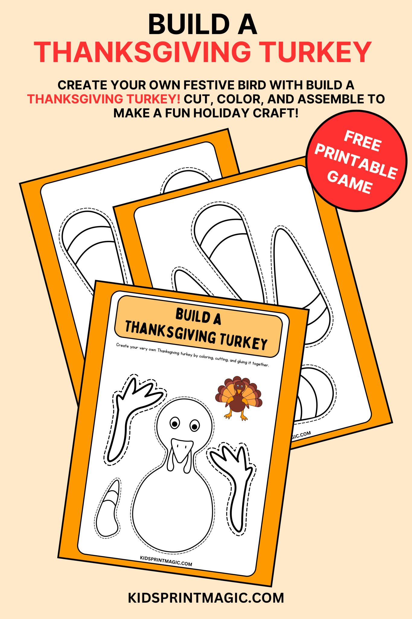 Free Printable Build a Thanksgiving Turkey – Kids Print Magic