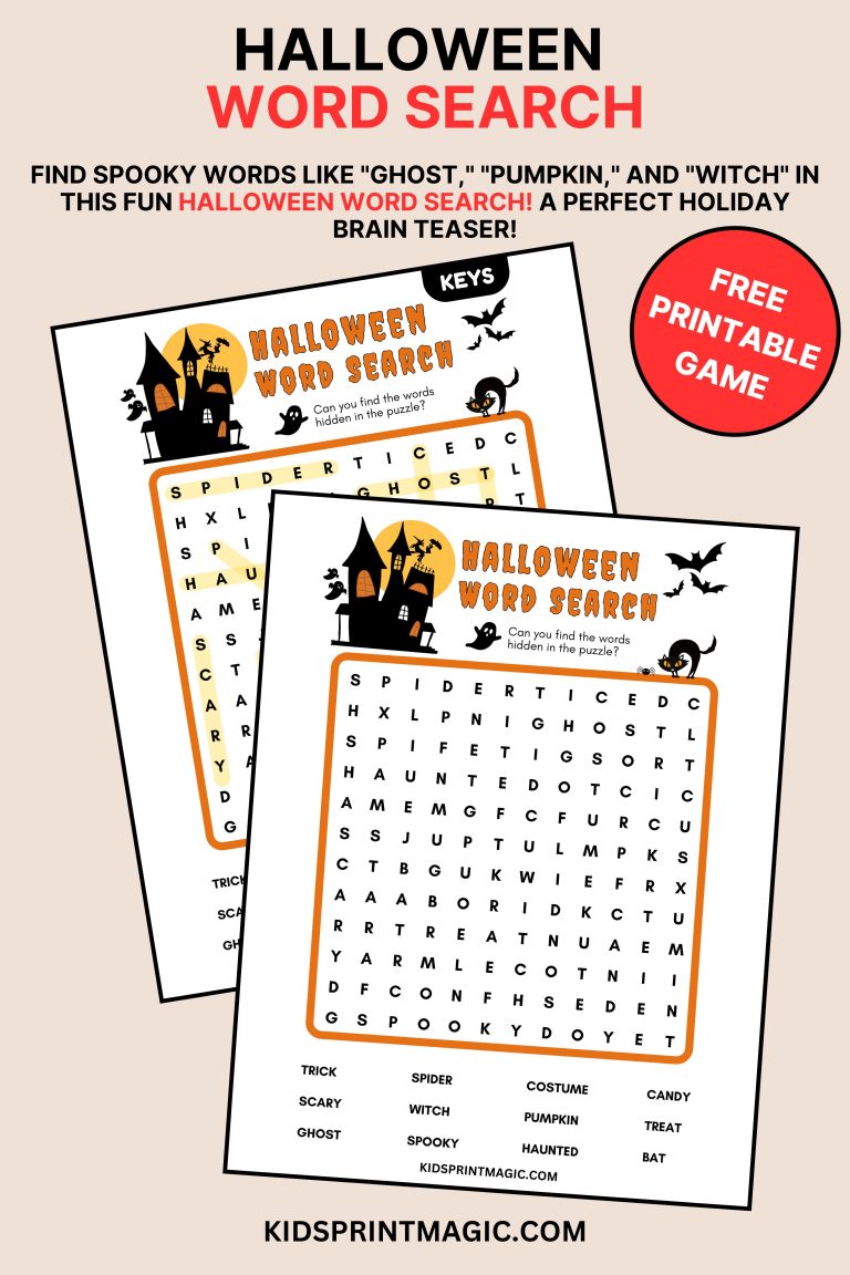 Free Printable Halloween Word Search – Kids Print Magic