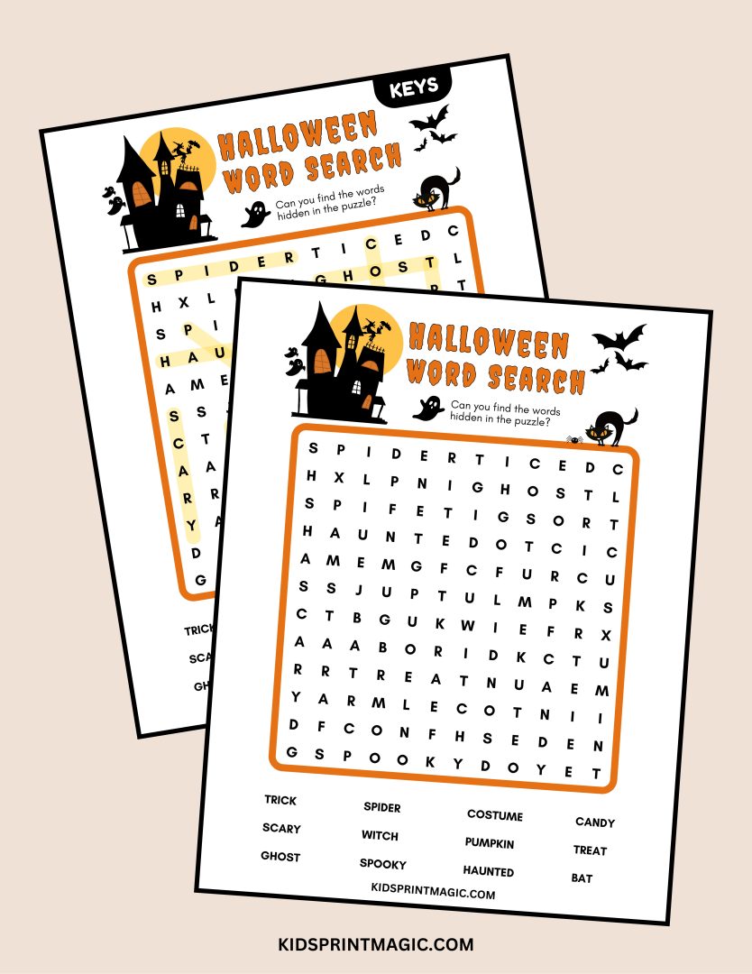 Free Printable Halloween Word Search – Kids Print Magic