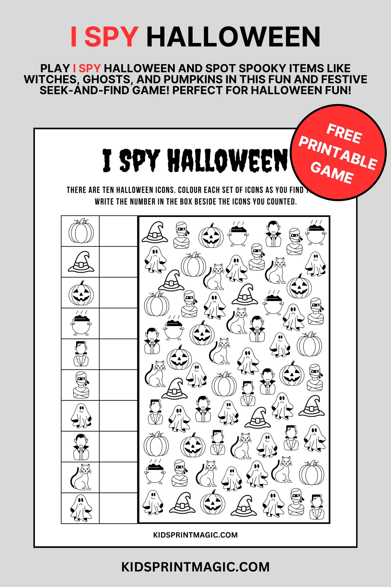 Free Printable I Spy Halloween – Kids Print Magic