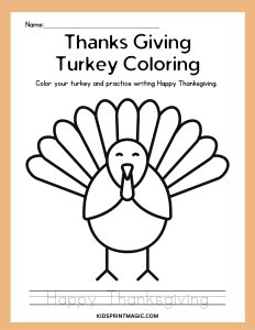 Free Printable Thanksgiving Turkey Coloring – Kids Print Magic