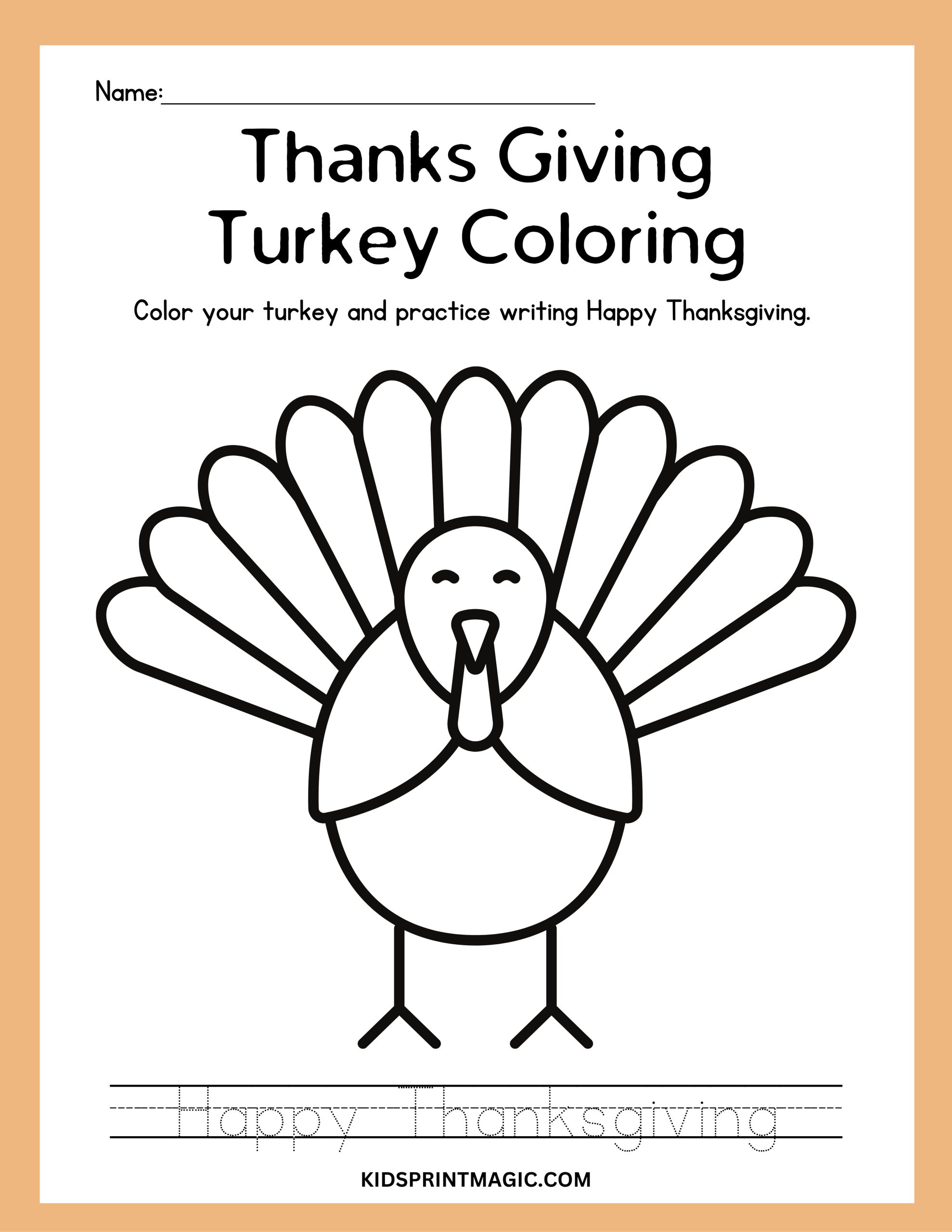 Free Printable Thanksgiving Turkey Coloring – Kids Print Magic
