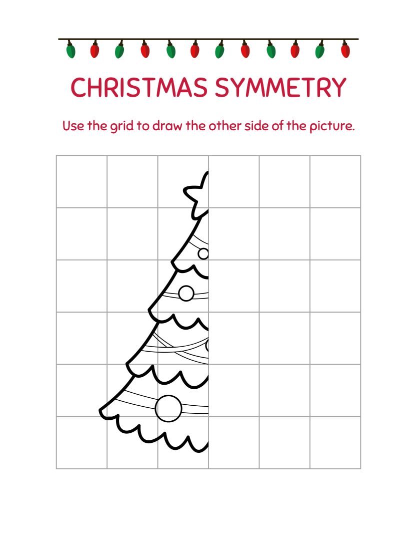 Free Printable Christmas Symmetry Game – Kids Print Magic