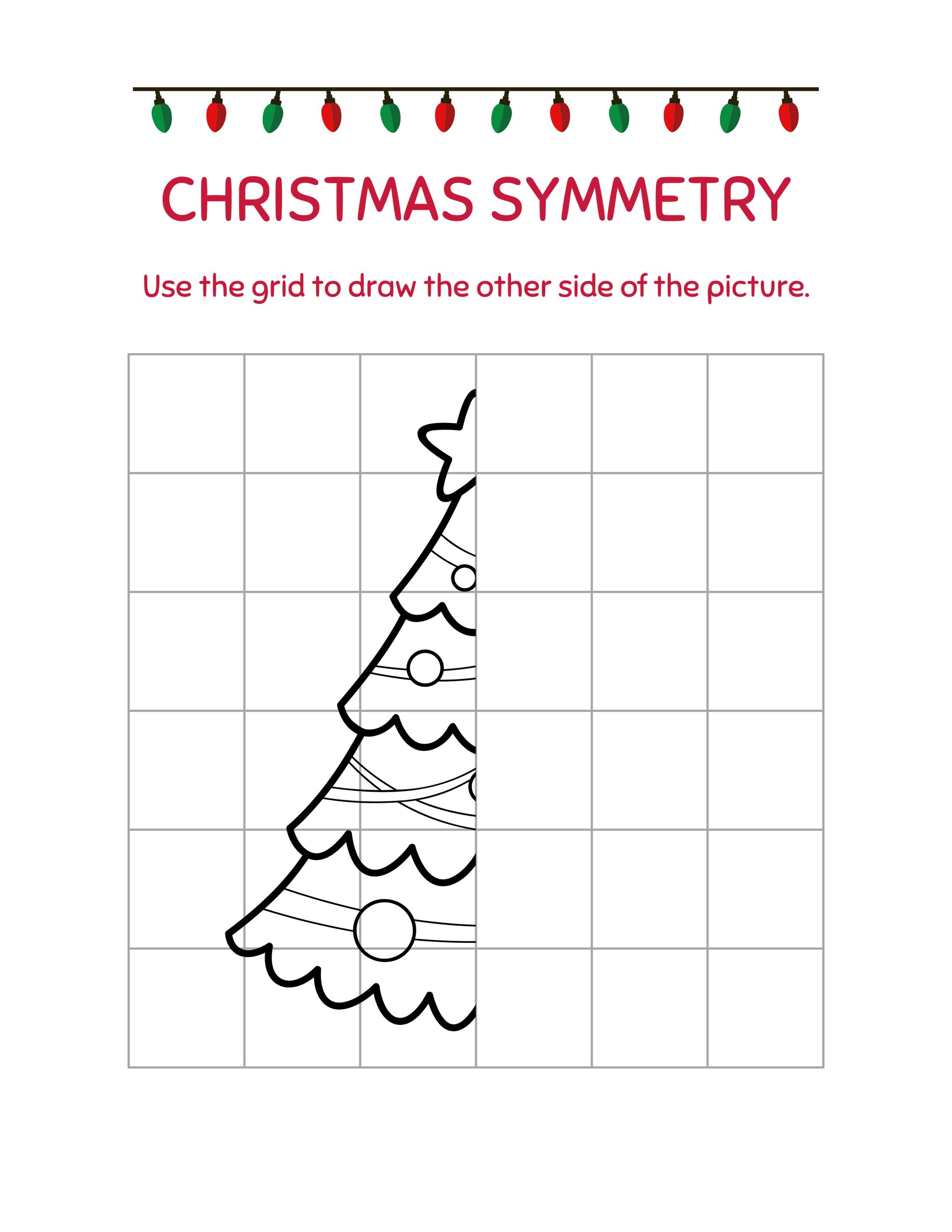 Free Printable Christmas Symmetry Game – Kids Print Magic