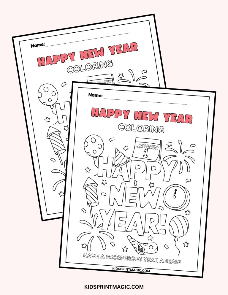 Free Printable Happy New Year Coloring – Kids Print Magic