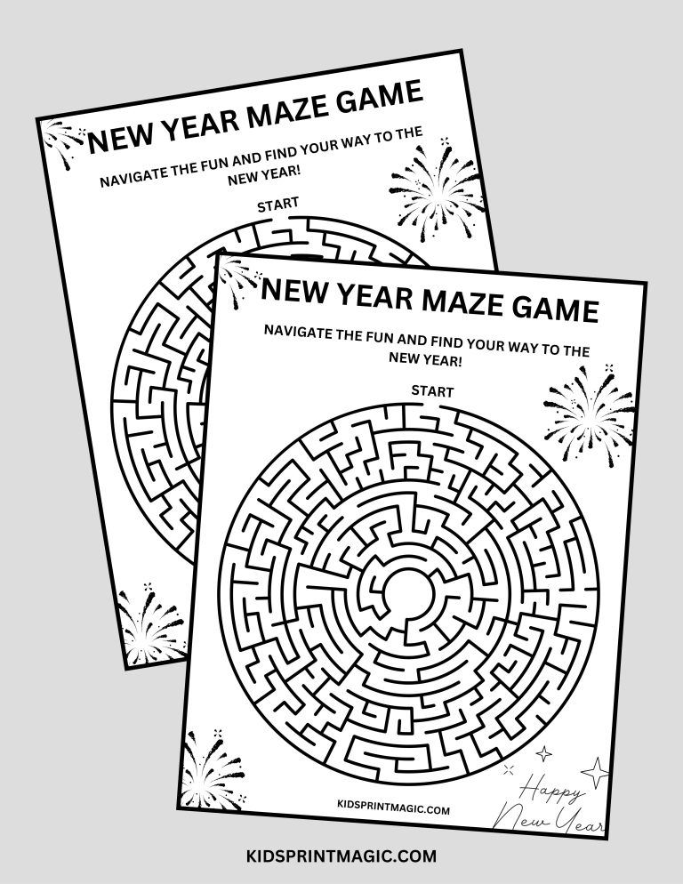Free Printable New Year Maze Game – Kids Print Magic
