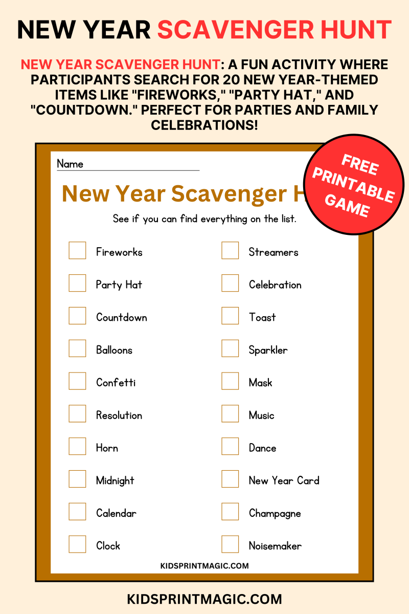Free Printable New Year Scavenger Hunt – Kids Print Magic