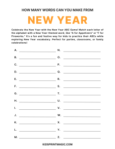 Free Printable New Year ABC Game – Kids Print Magic