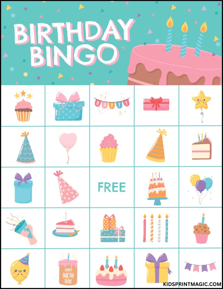 Free Printable Birthday Bingo Game – Kids Print Magic