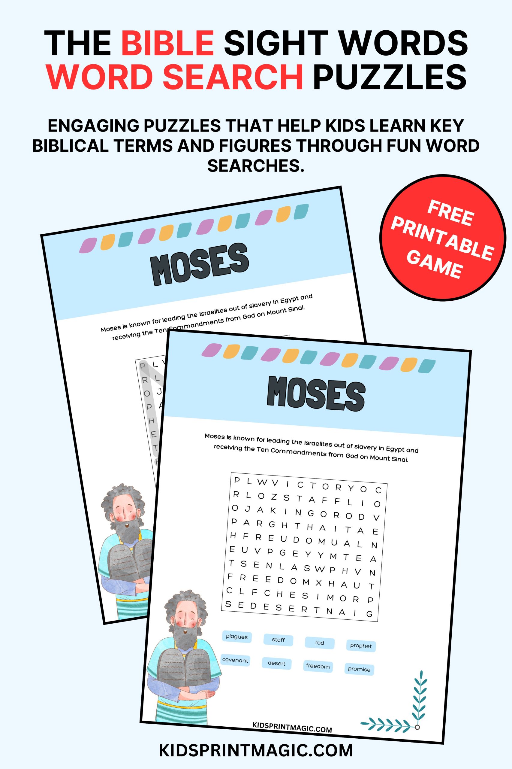 Free Printable Bible sight words Word Search Puzzles – Kids Print Magic