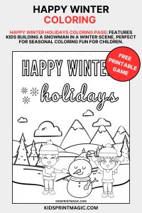 Free Printable Happy Winter Coloring – Kids Print Magic