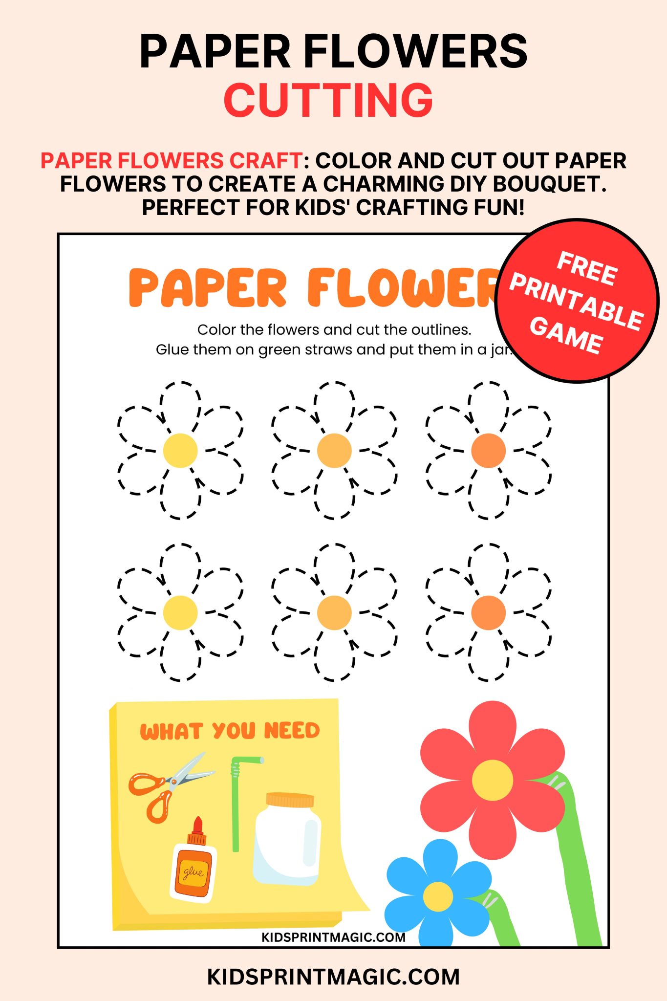 Free Printable Paper Flower Cutting – Kids Print Magic