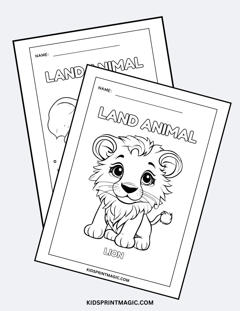Free Printable Land Animal Coloring – Kids Print Magic