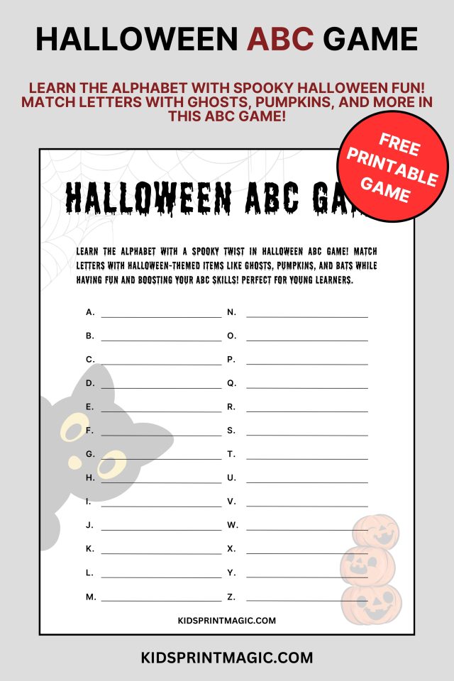 Free Printable Halloween ABC Game – Kids Print Magic