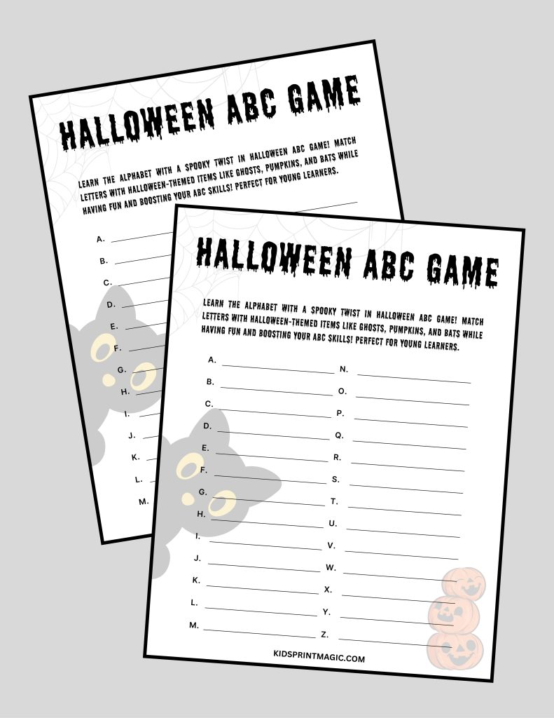 Free Printable Halloween ABC Game – Kids Print Magic