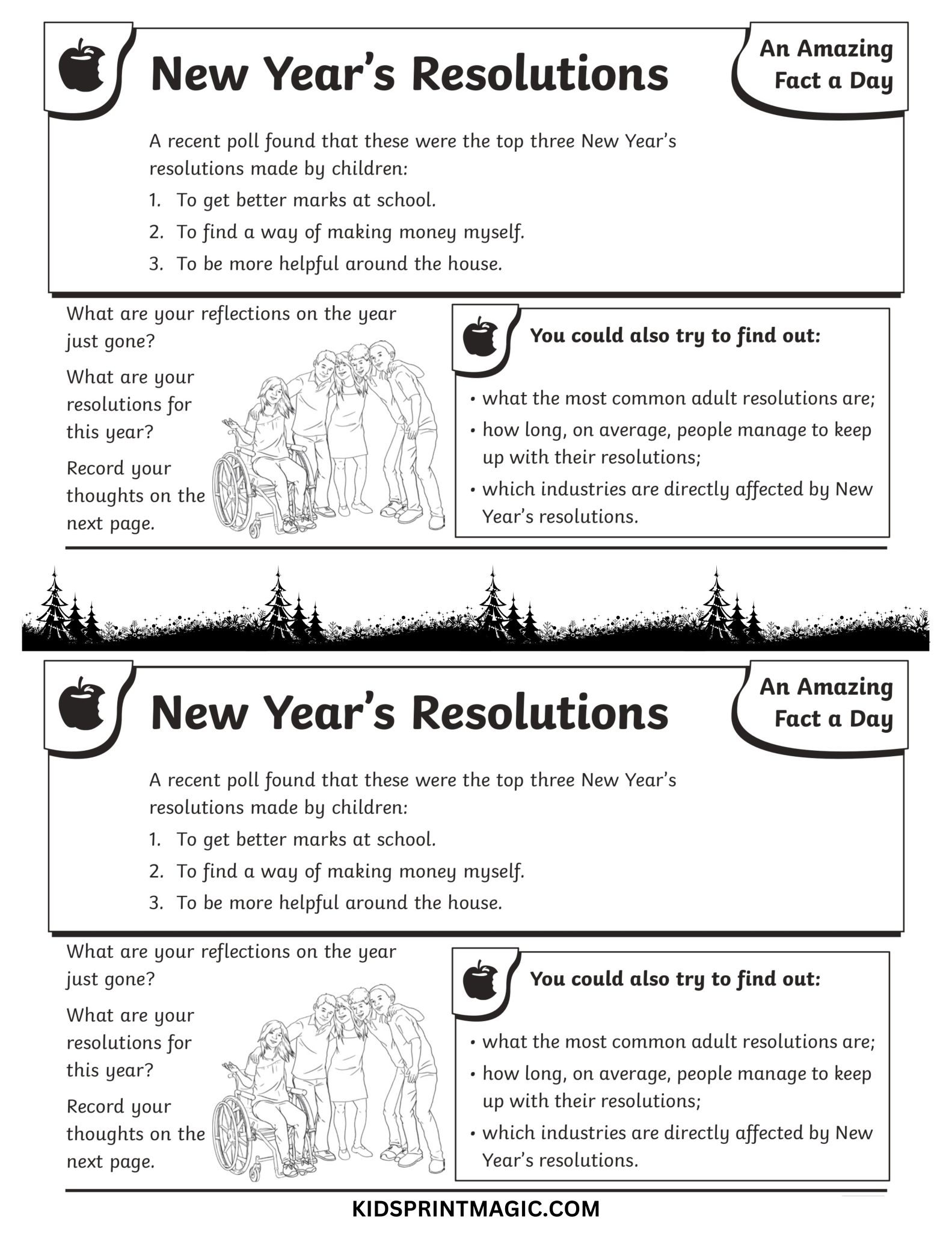 Free Printable New Year Resolutions Worksheet – Kids Print Magic