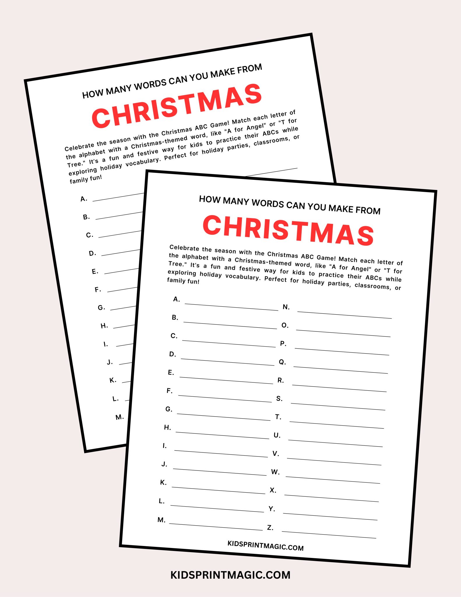 Free Printable Christmas ABC Game – Kids Print Magic