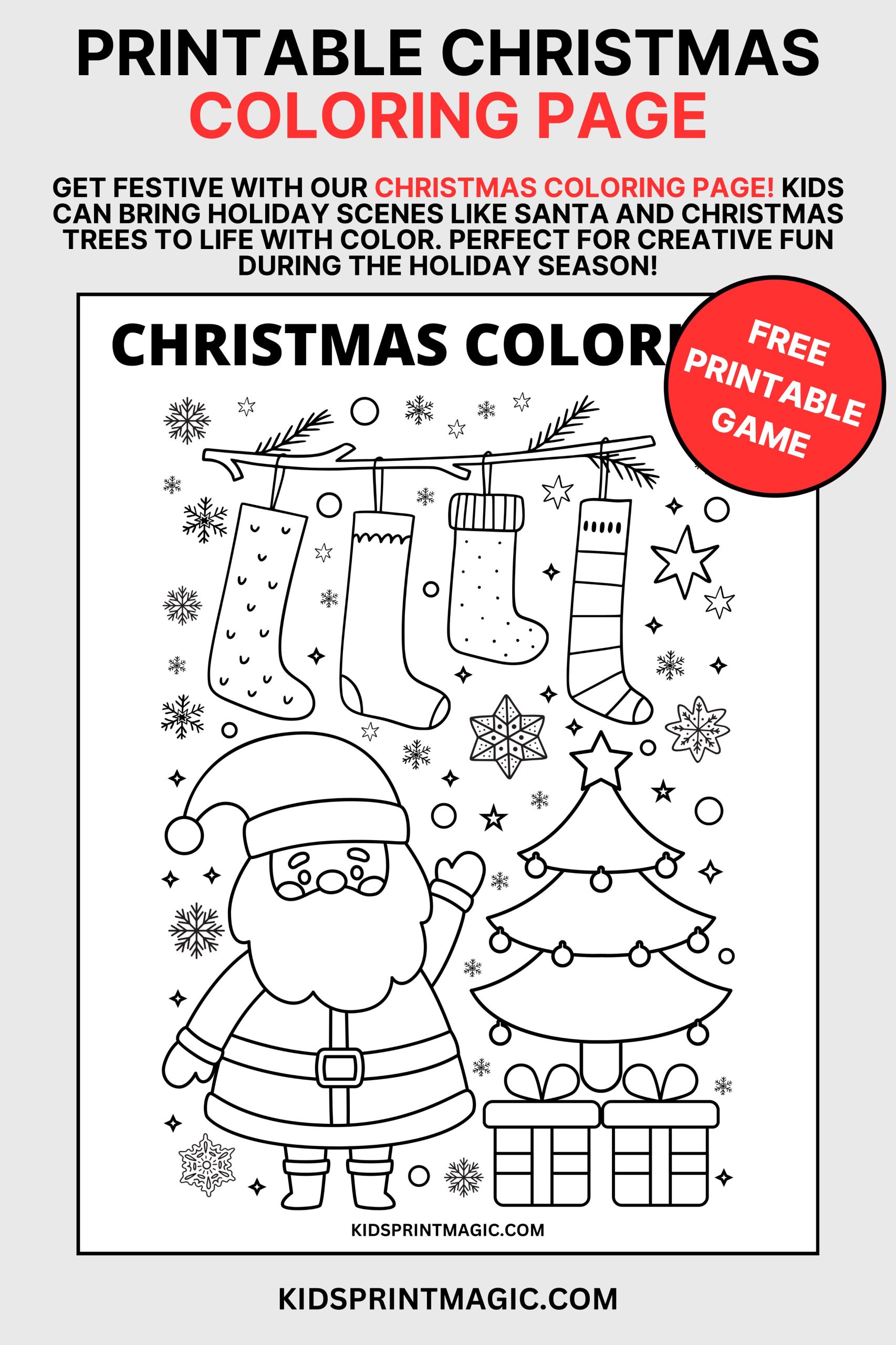 Free Printable Christmas Coloring – Kids Print Magic