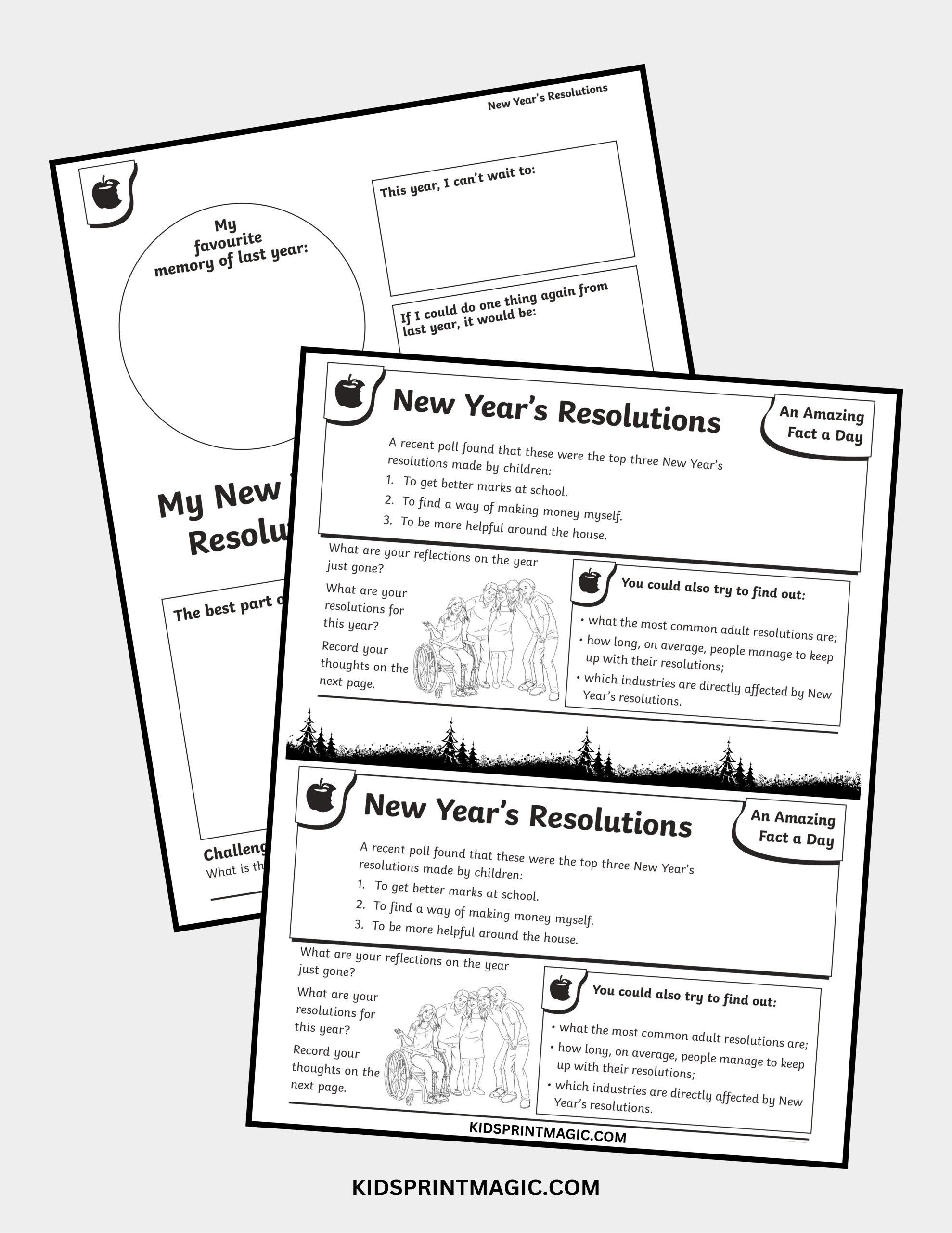 Free Printable New Year Resolutions Worksheet – Kids Print Magic