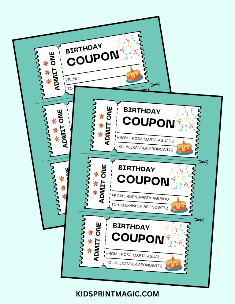 Free Printable Birthday Coupon Book – Kids Print Magic