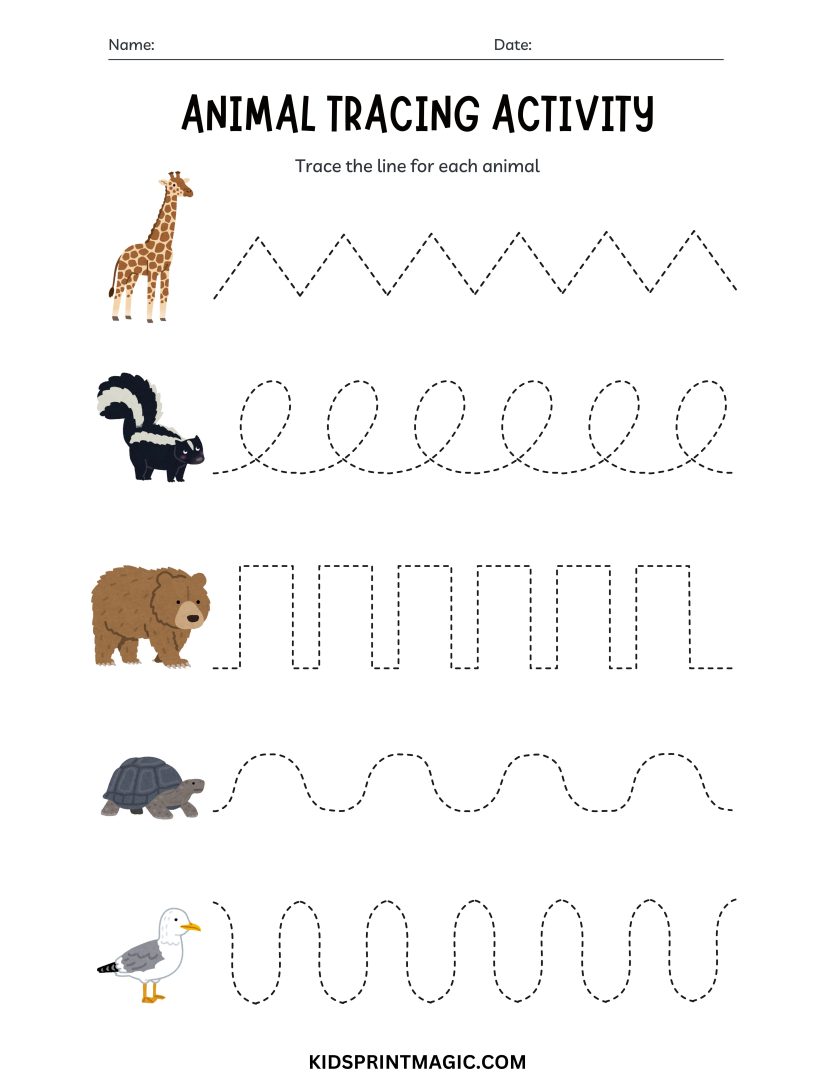 Free Printable Animal Tracing Activity – Kids Print Magic