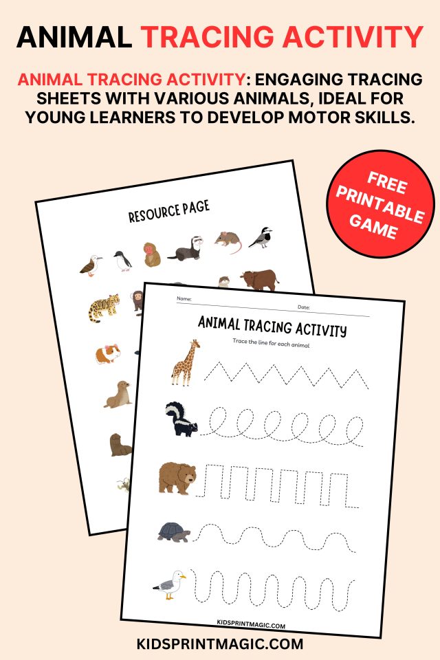 Free Printable Animal Tracing Activity – Kids Print Magic
