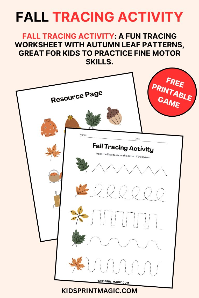 Free Printable Fall Tracing Activity – Kids Print Magic