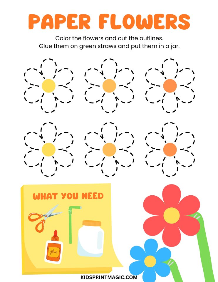 Free Printable Paper Flower Cutting – Kids Print Magic