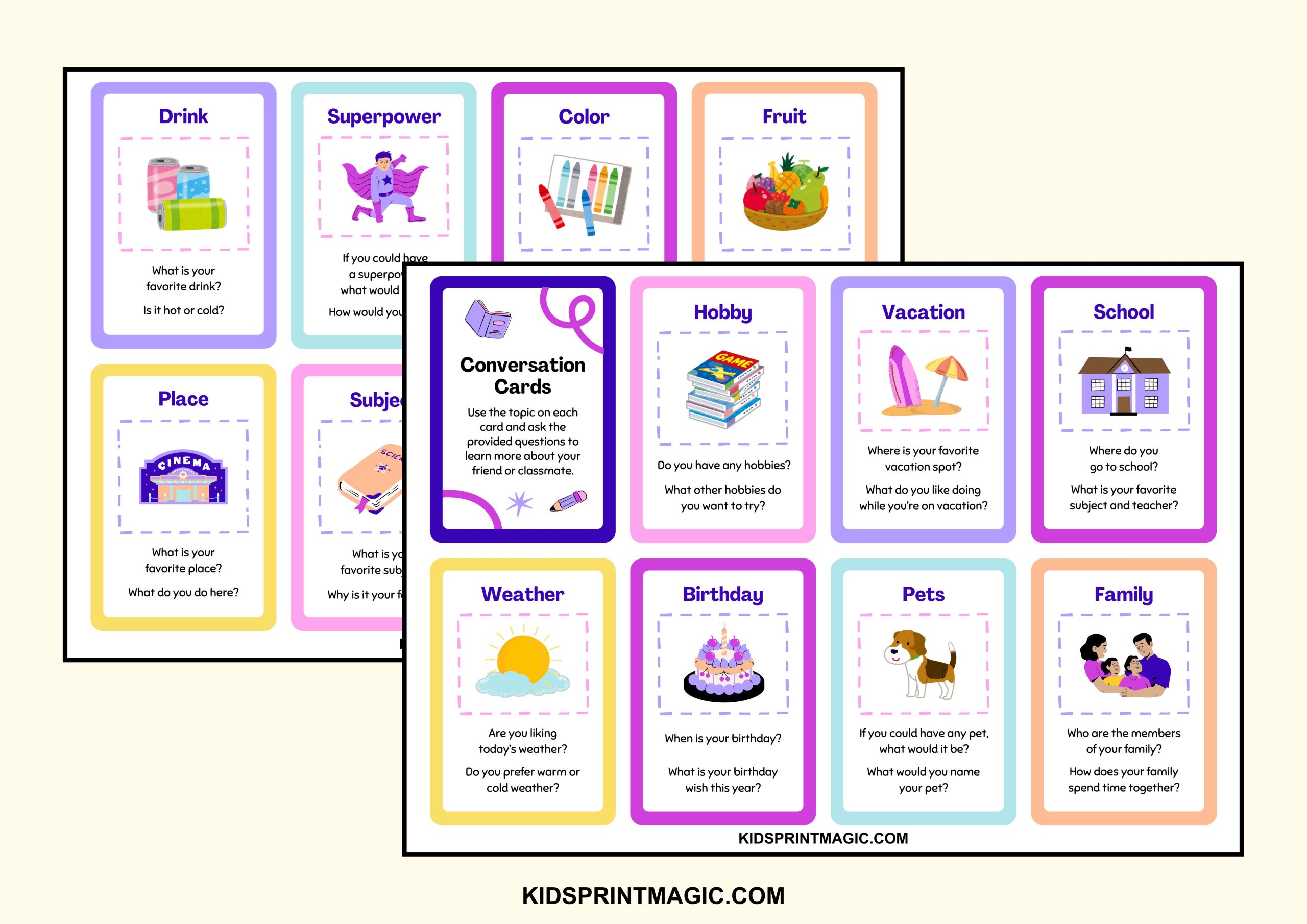 Free Social Skills Conversation Flashcards – Kids Print Magic