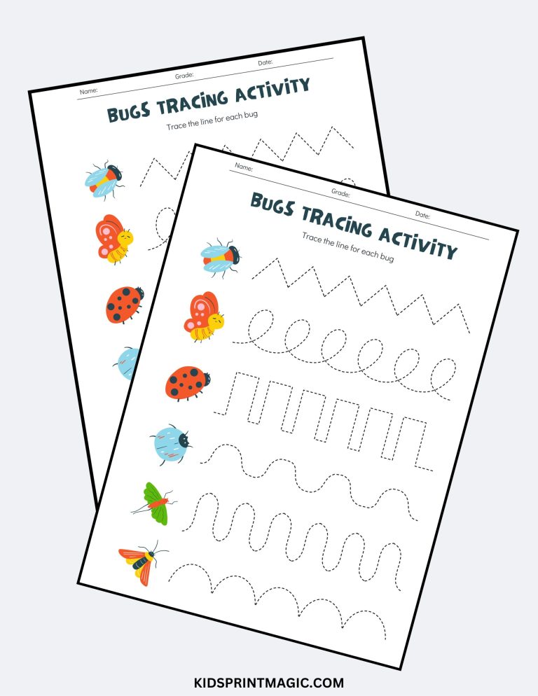 Free Printable Bugs Tracing Activity – Kids Print Magic