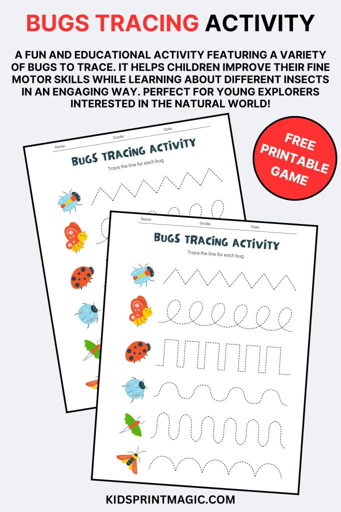 Free Printable Bugs Tracing Activity – Kids Print Magic