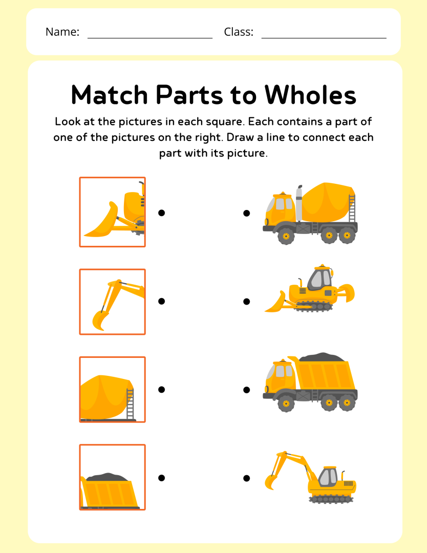 Free Printable Match Parts to Wholes – Kids Print Magic