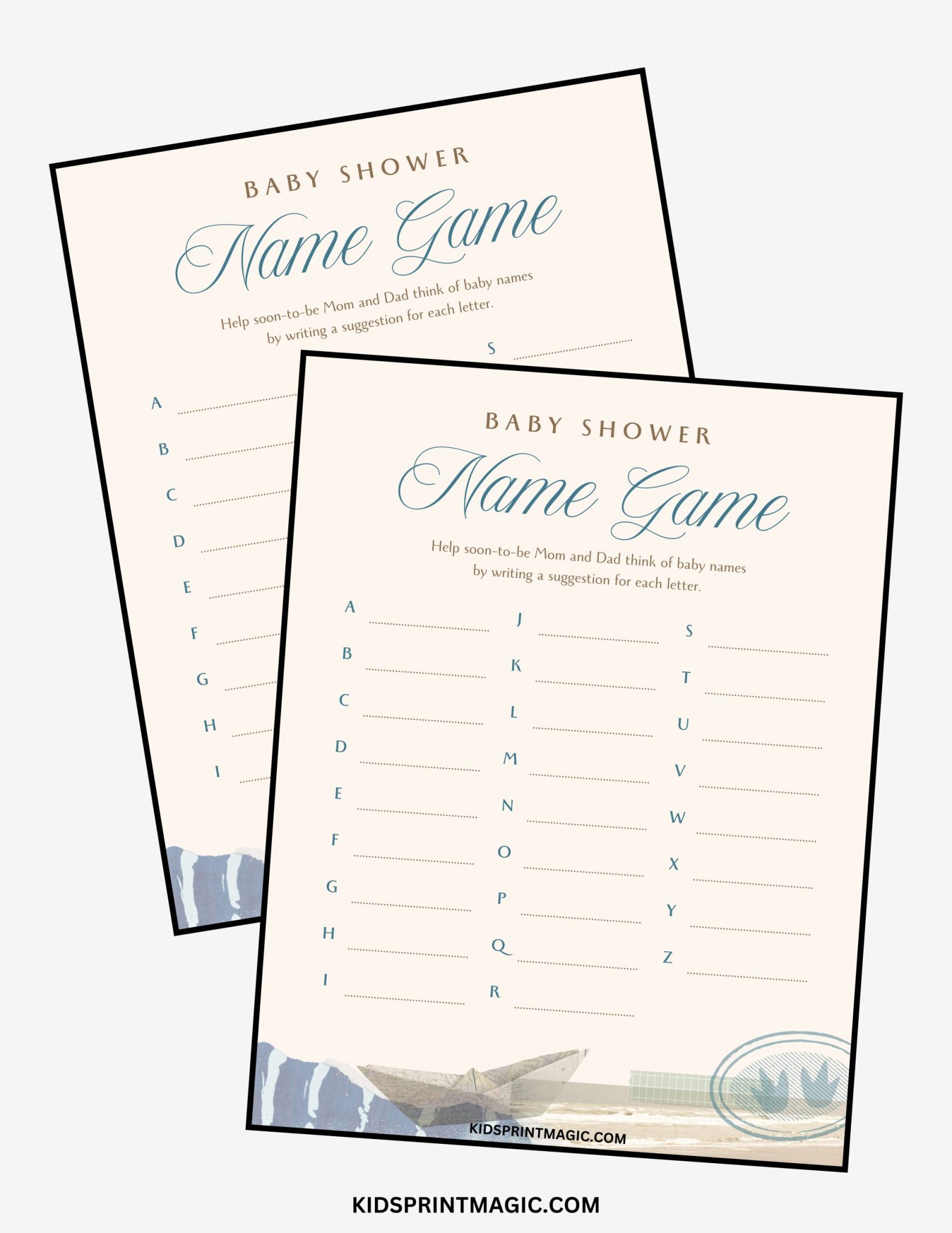 Free Printable Name Game – Baby Shower Game – Kids Print Magic